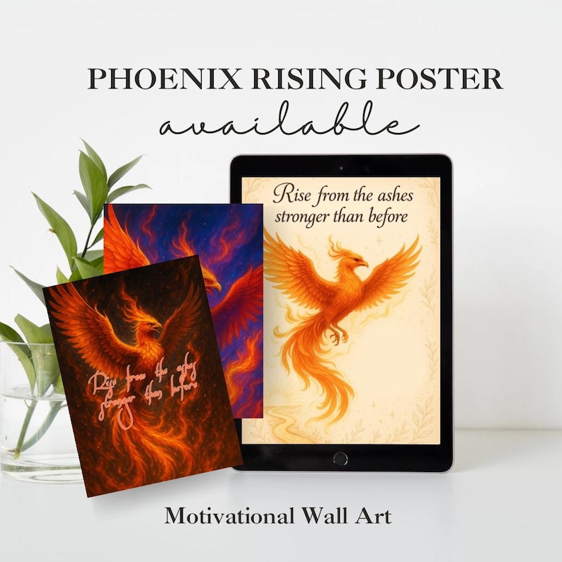 Phoenix Rising Poster - Motivational Wall Art - Inspirational Printable ...