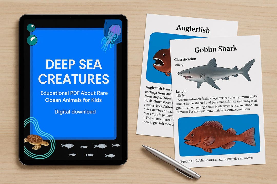 Deep Sea Creatures | Educational PDF About Rare Ocean Animals for Kids ...