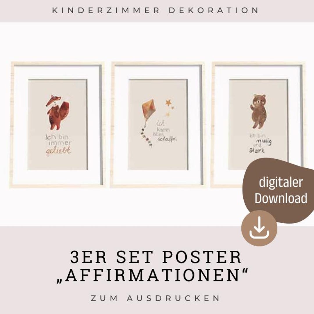 Set of 3 Affirmation Posters for Children – DIN A4 PDF JPG Download ...