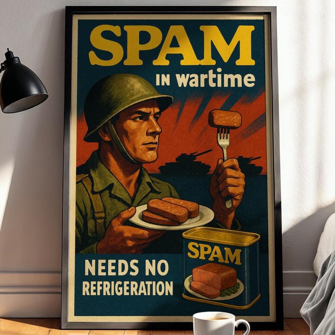 SPAM in Wartime Poster | Funny Retro Food Ad Print With Soldier Artwork ...