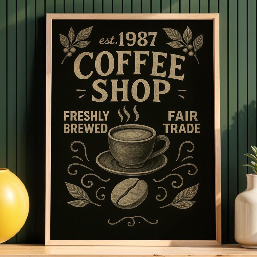 Vintage Coffee Shop Poster, Chalkboard Coffee Wall Art, Retro Cafe ...