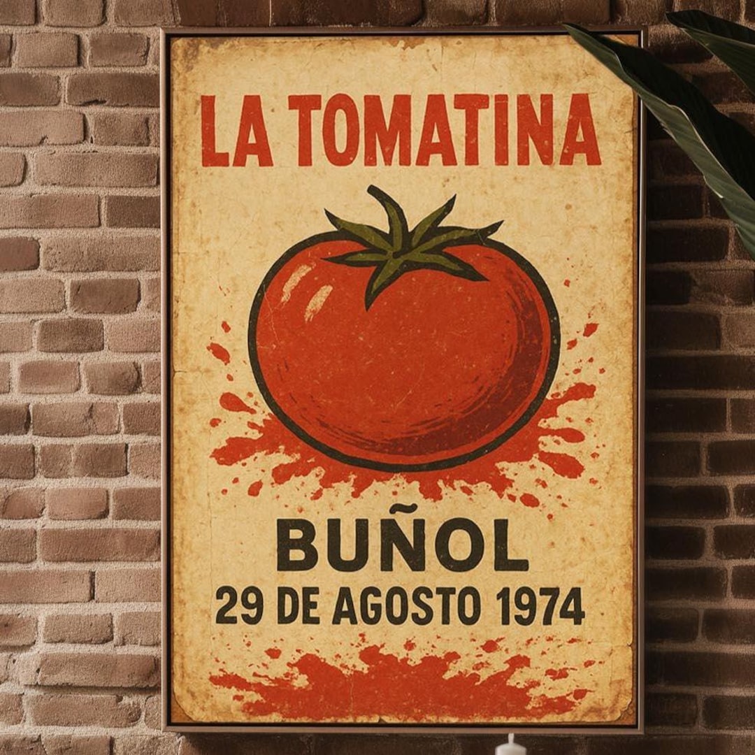 La Tomatina Poster | Vintage Spanish Festival Wall Art With Tomato ...