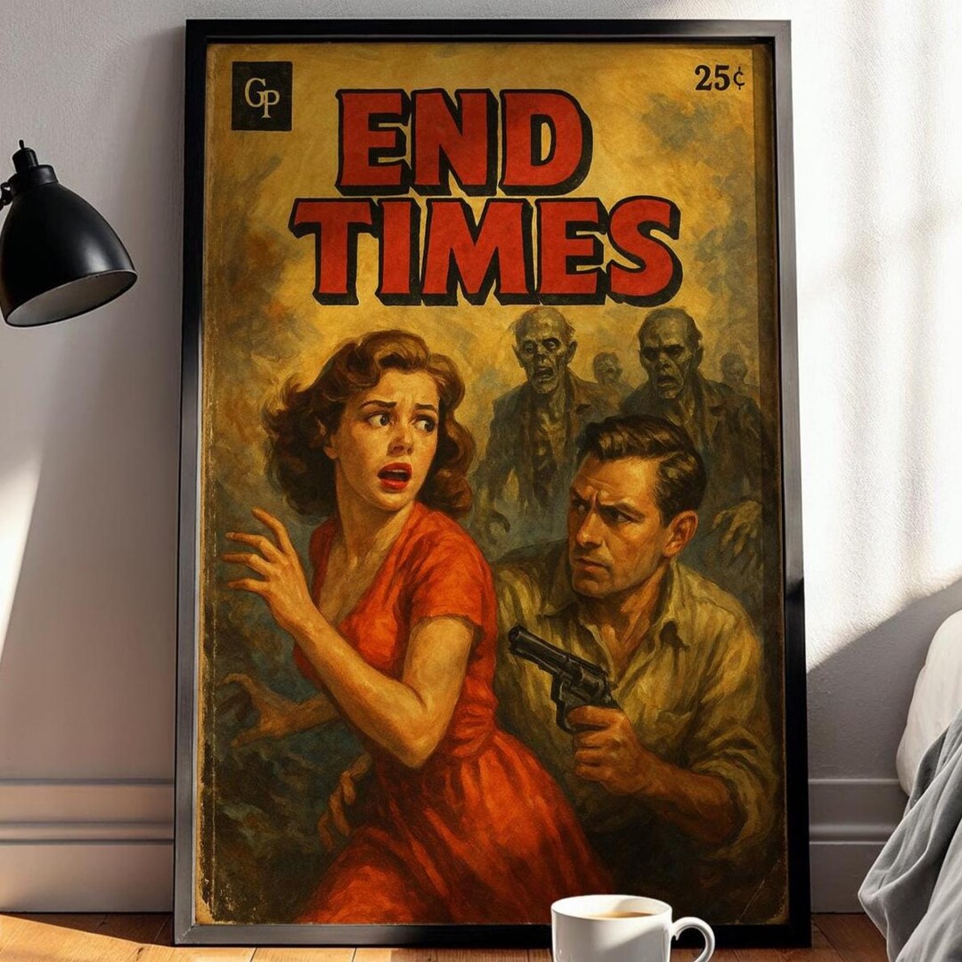 End Times Zombie Poster – Vintage Pulp Fiction Thriller Art Print ...