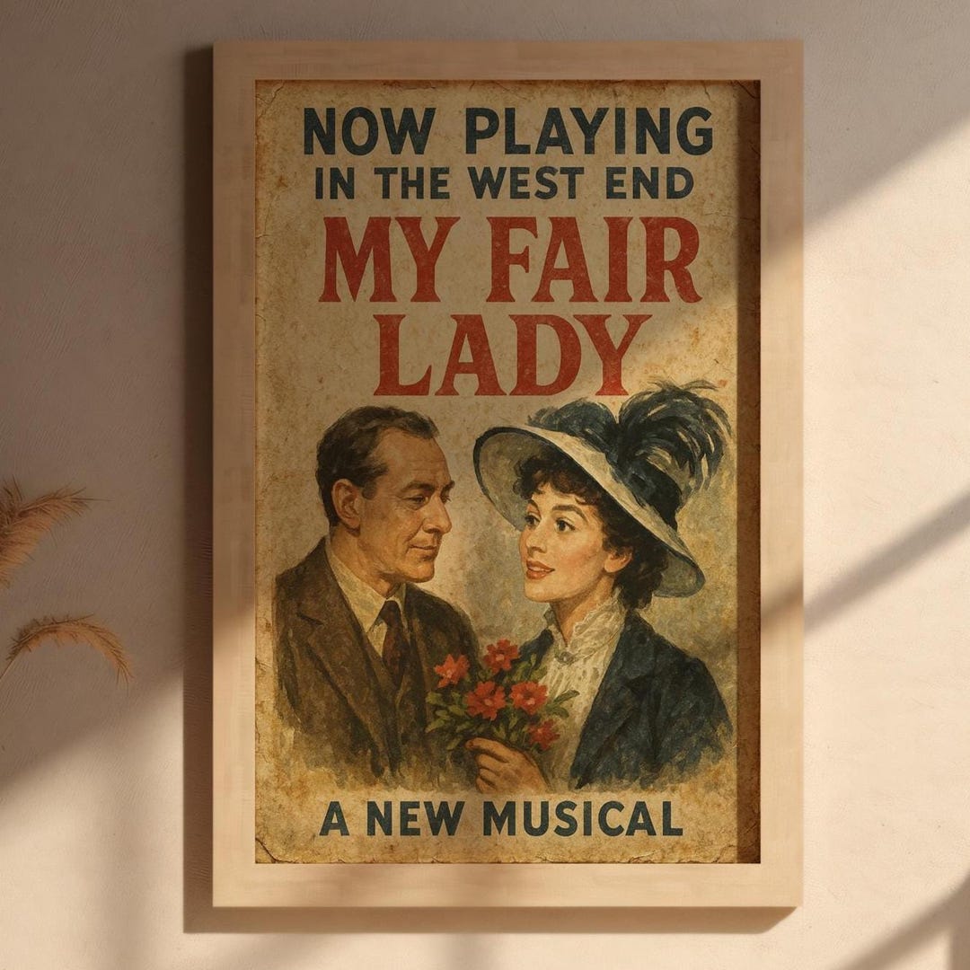 My Fair Lady Poster With Flowers | Vintage West End Musical Print ...