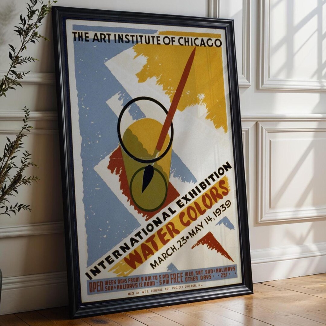Vintage Art Show Poster Print – 1939 Watercolors Exhibition Reprint ...