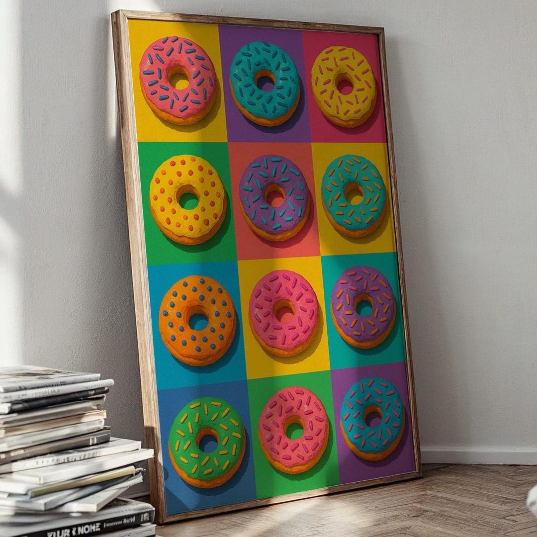 Pop Art Donut Poster | Colourful Sprinkle Donuts Wall Art | Cute Bakery ...