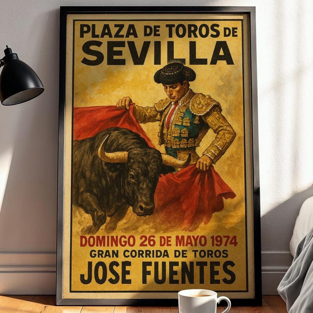 Retro Sevilla Bullfight Poster – 1974 José Fuentes Matador Print ...