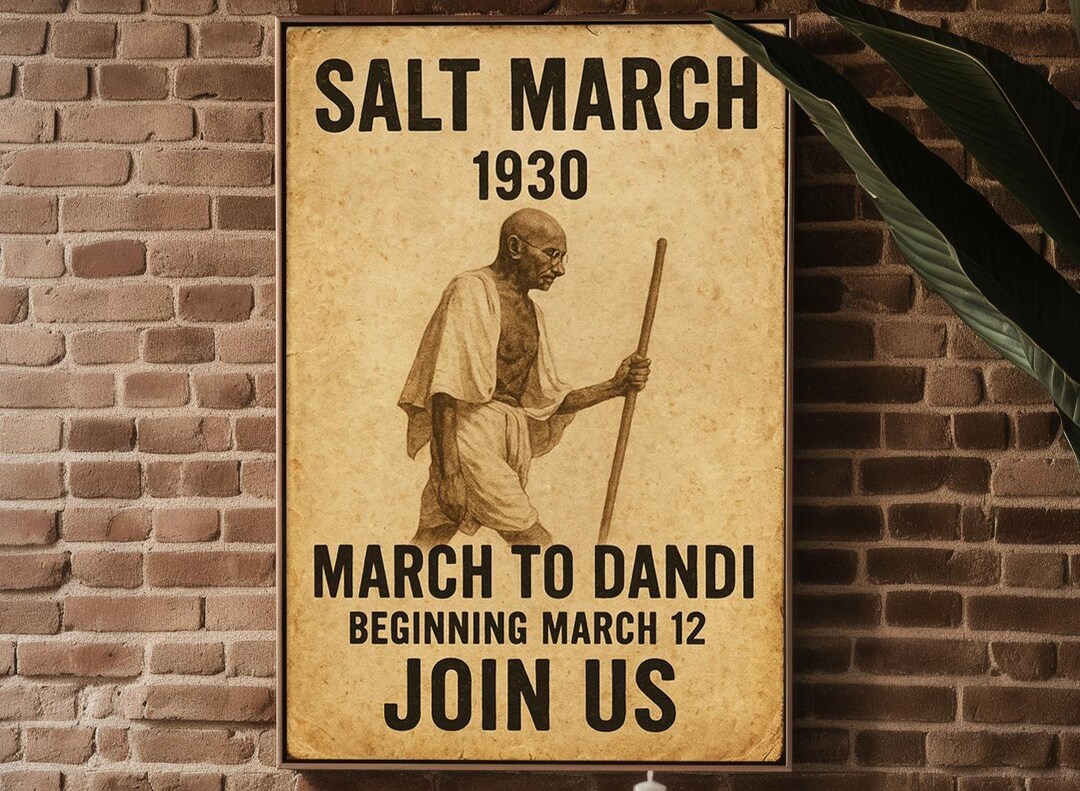 Salt March 1930 Poster | Gandhi Peaceful Protest Wall Art | Vintage ...