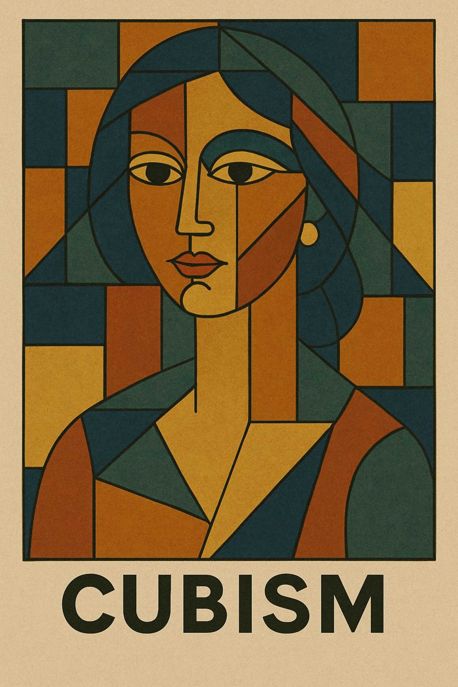 Cubist Art Print Set: Chimpanzee, Bull, Woman - Geometric Abstractions ...