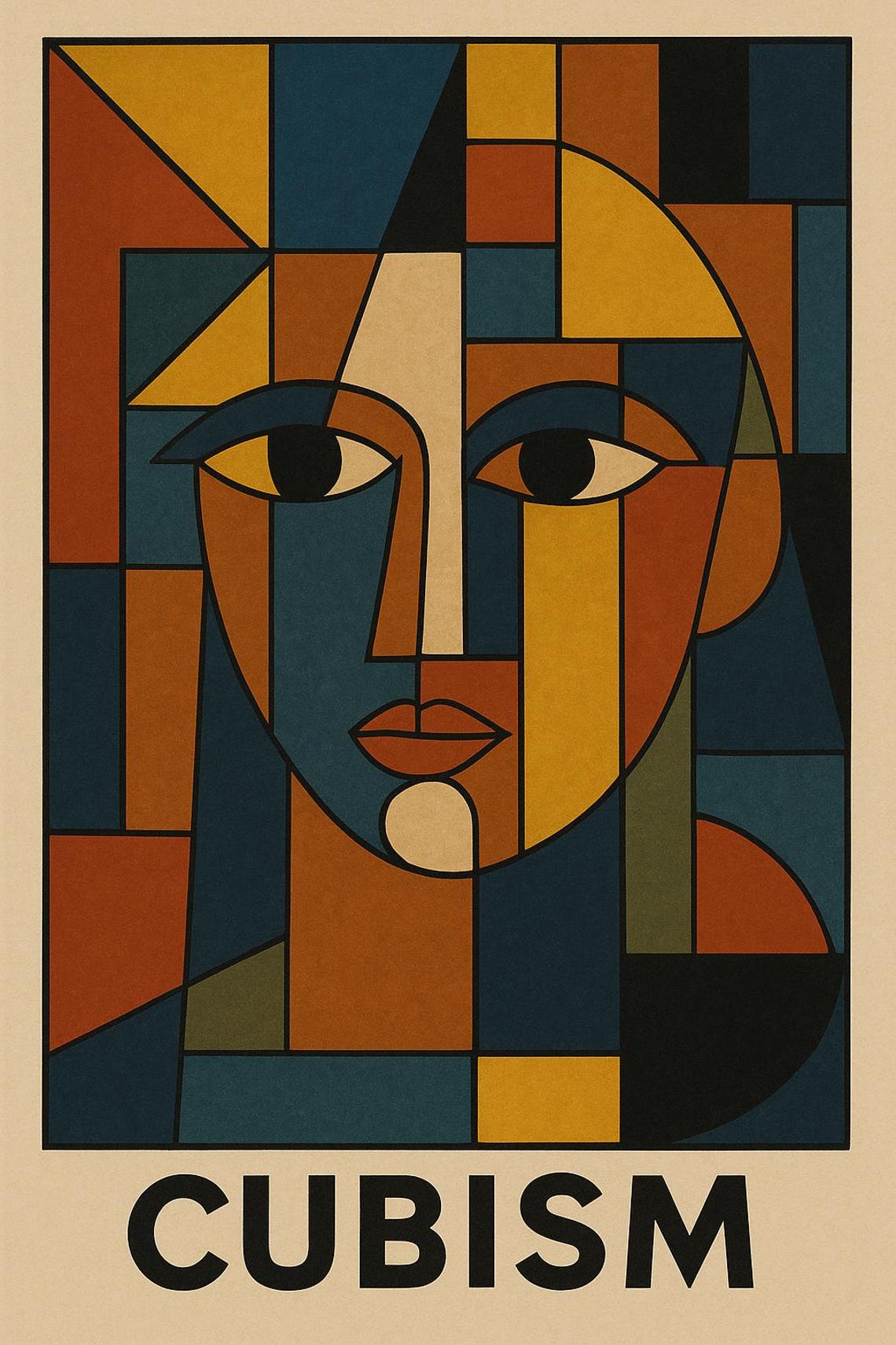 Cubist Art Print Set: Chimpanzee, Bull, Woman - Geometric Abstractions ...