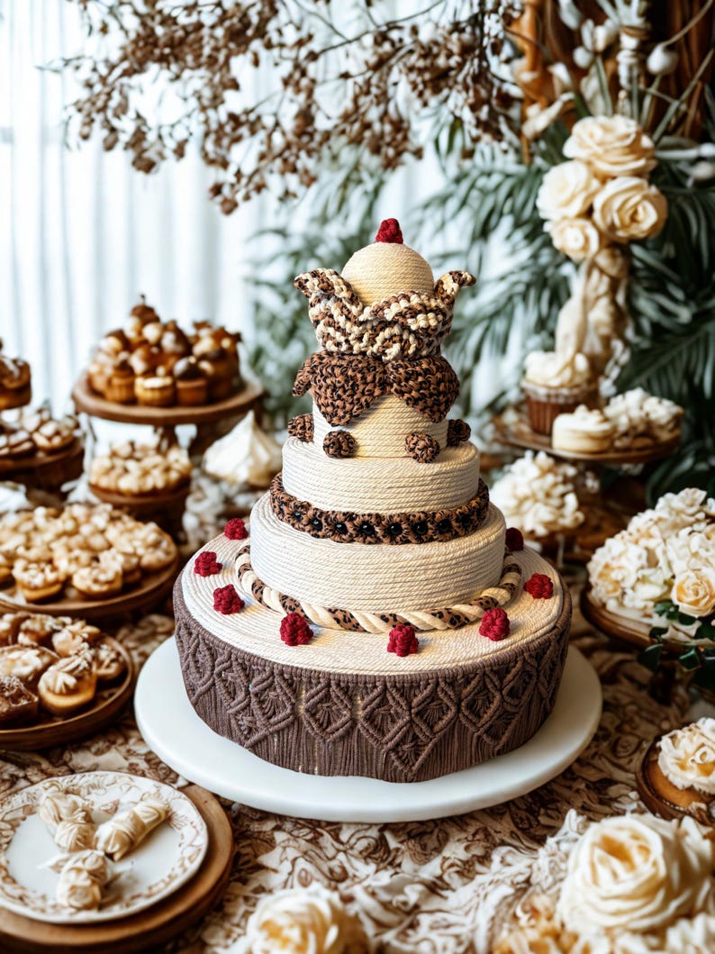 Handgemaakte macramétaart, verjaardagsversiering, uniek handgemaakt ...