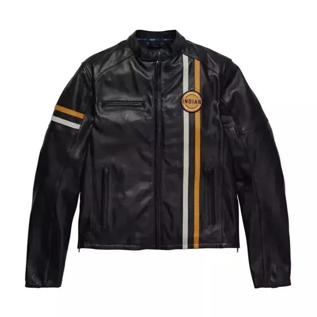 Indian Motorcycle Leather Jacket -men's Black Leather Jacket Genuine ...