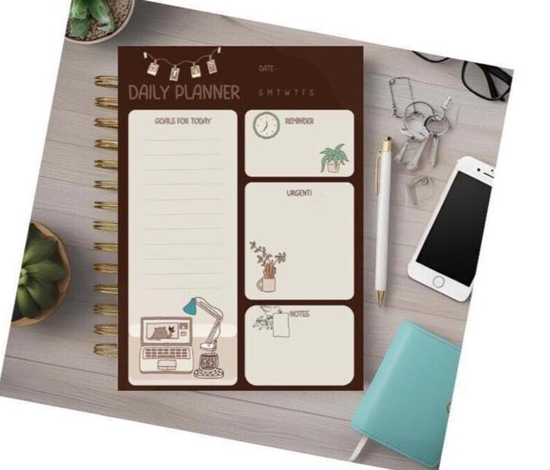 Aesthetic Daily Planner Printable – Minimal PDF Download – Productivity ...