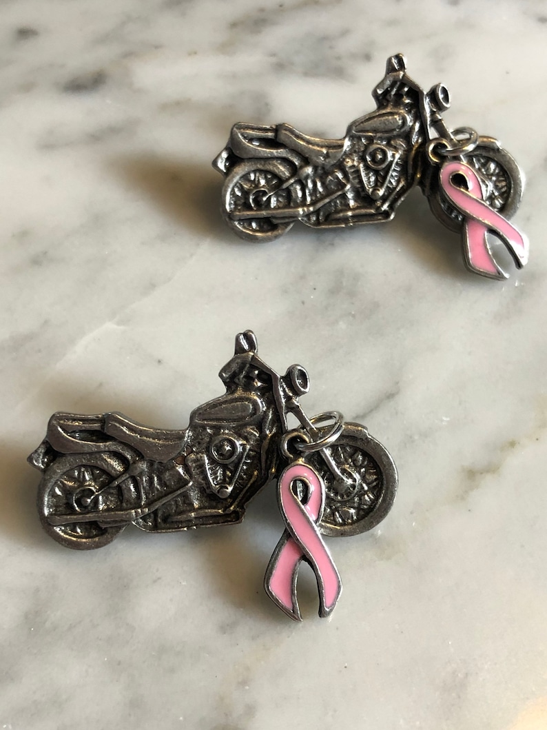 4 Motorcycle Pins With Pink Ribbon Breast Cancer Awareness - Etsy