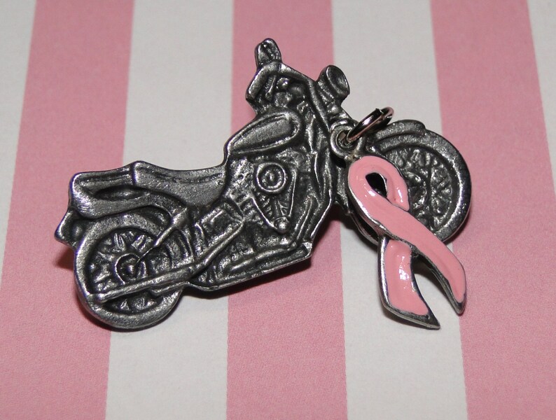 4 Motorcycle Pins with Pink Ribbon Breast Cancer Awareness | Etsy