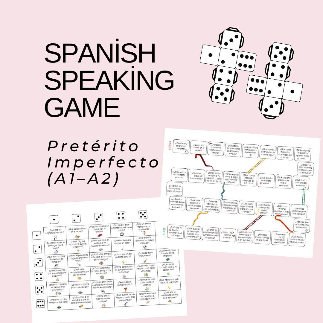 Spanish Speaking Board Game | Pretérito Imperfecto | Dice & Snakes and ...