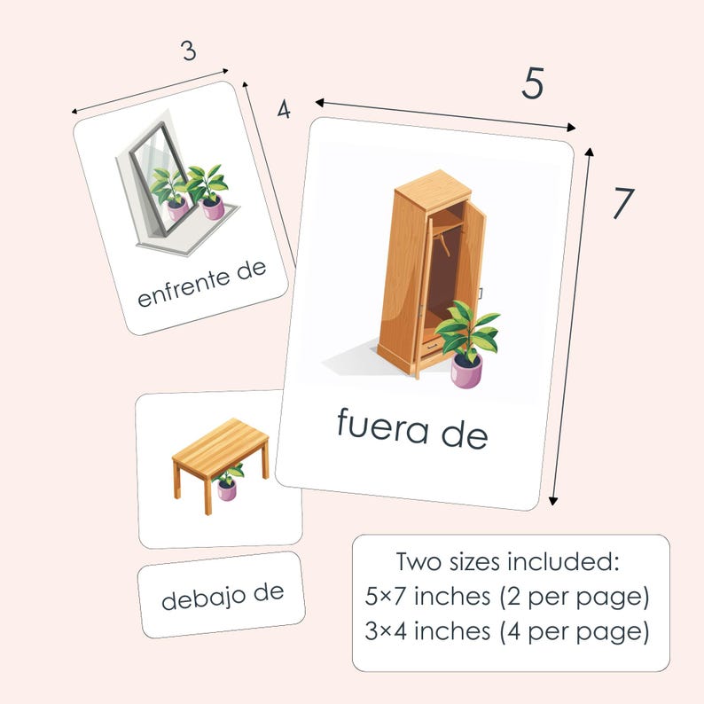 Spanish Prepositions of Place Flashcards | Printable PDF ...
