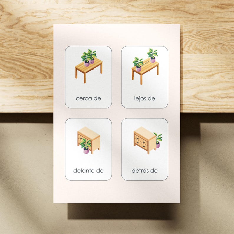 Spanish Prepositions of Place Flashcards | Printable PDF ...