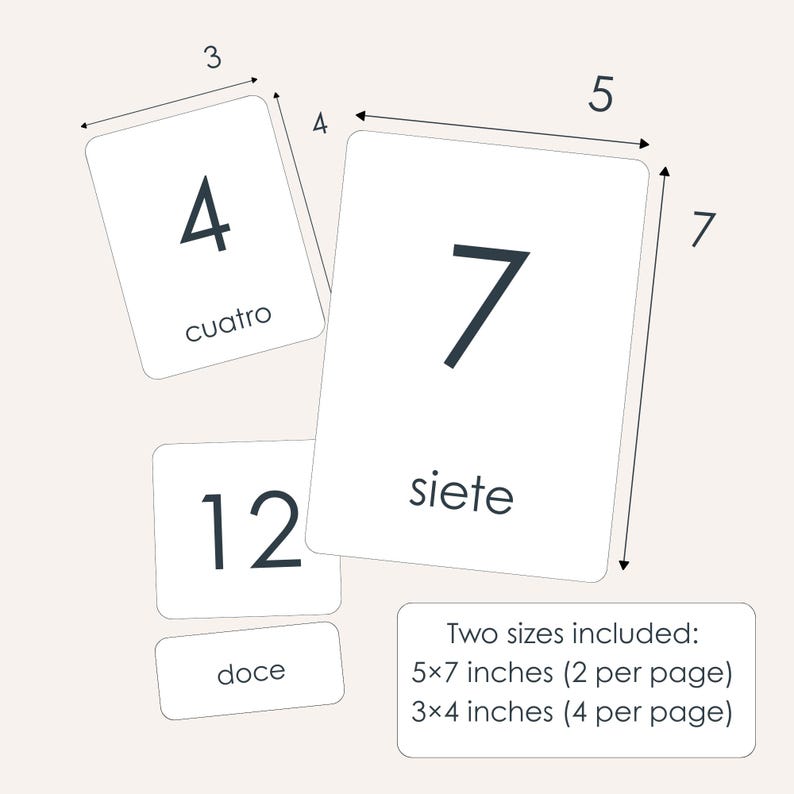 Spanish Numbers Flashcards: Montessori Printable Cards for Kids (PDF ...