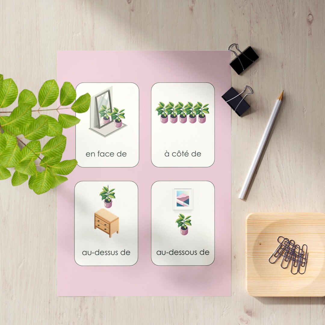 French Prepositions of Place Flashcards | Printable PDF for Beginners ...