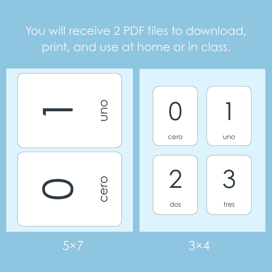 Spanish Numbers Flashcards: Montessori Printable Cards for Kids (PDF ...