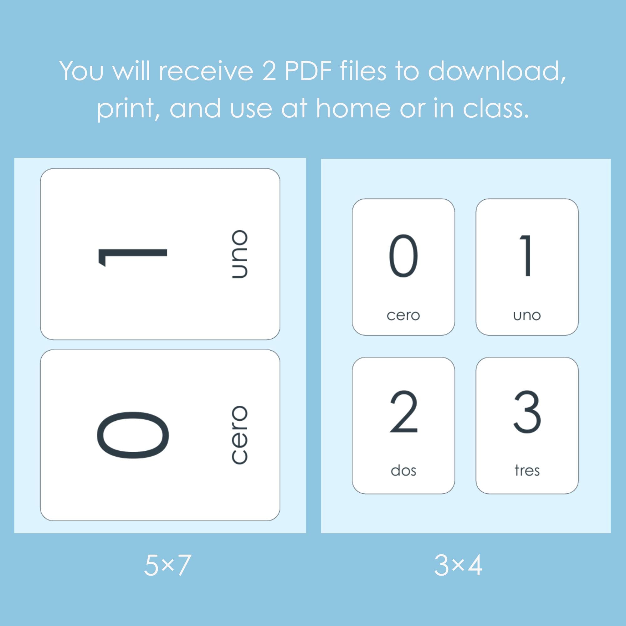 Spanish Numbers Flashcards: Montessori Printable Cards for Kids (PDF ...