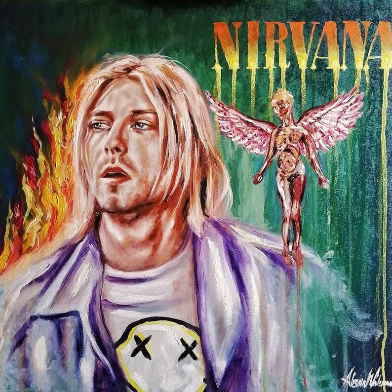 Kurt Cobain Oil Painting | Nirvana Portrait | Original Rock Art | One ...
