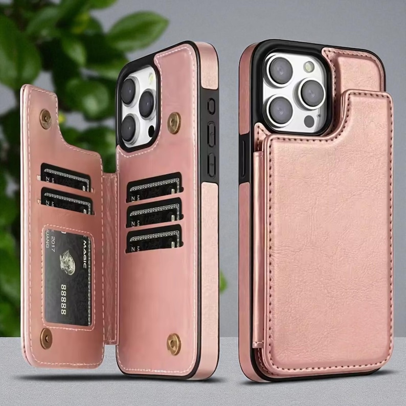 RFID Wallet iPhone Case: PU Leather Card Holder - Secure Tech Gift - Etsy