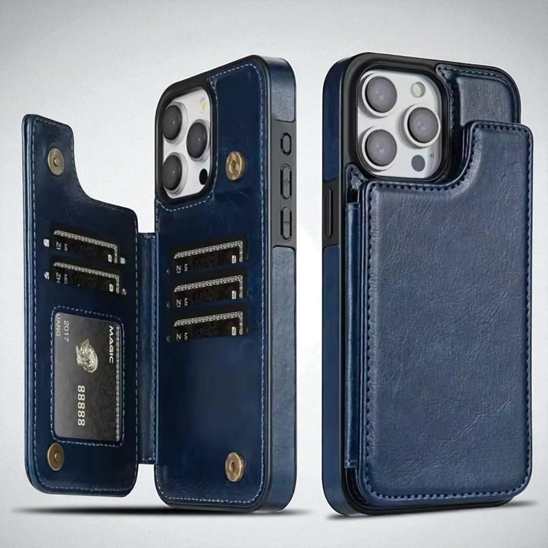 RFID Wallet iPhone Case: PU Leather Card Holder - Secure Tech Gift - Etsy
