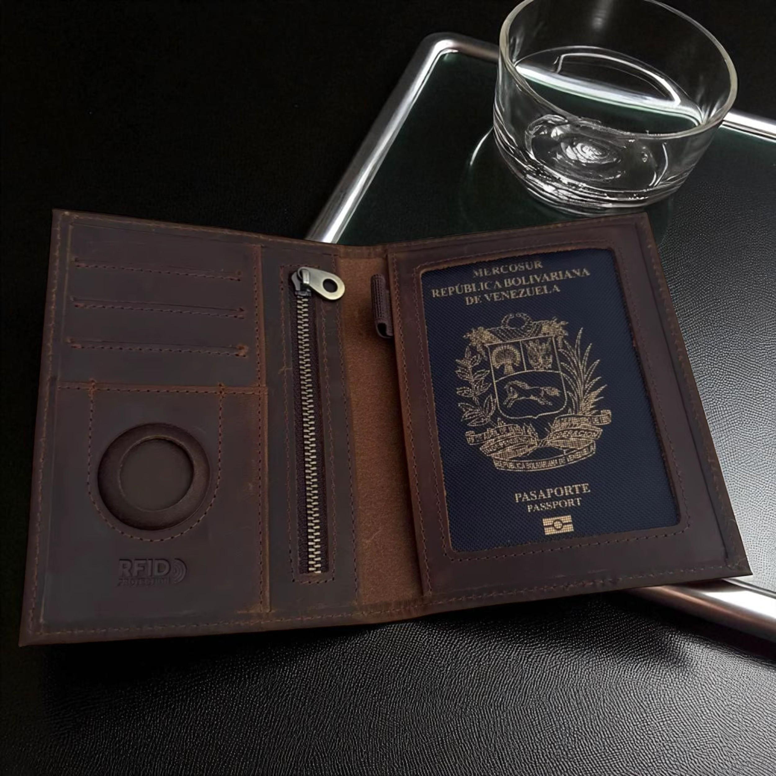 Leather RFID Wallet With AirTag Case: Anti-lost Travel Card Holder - Etsy
