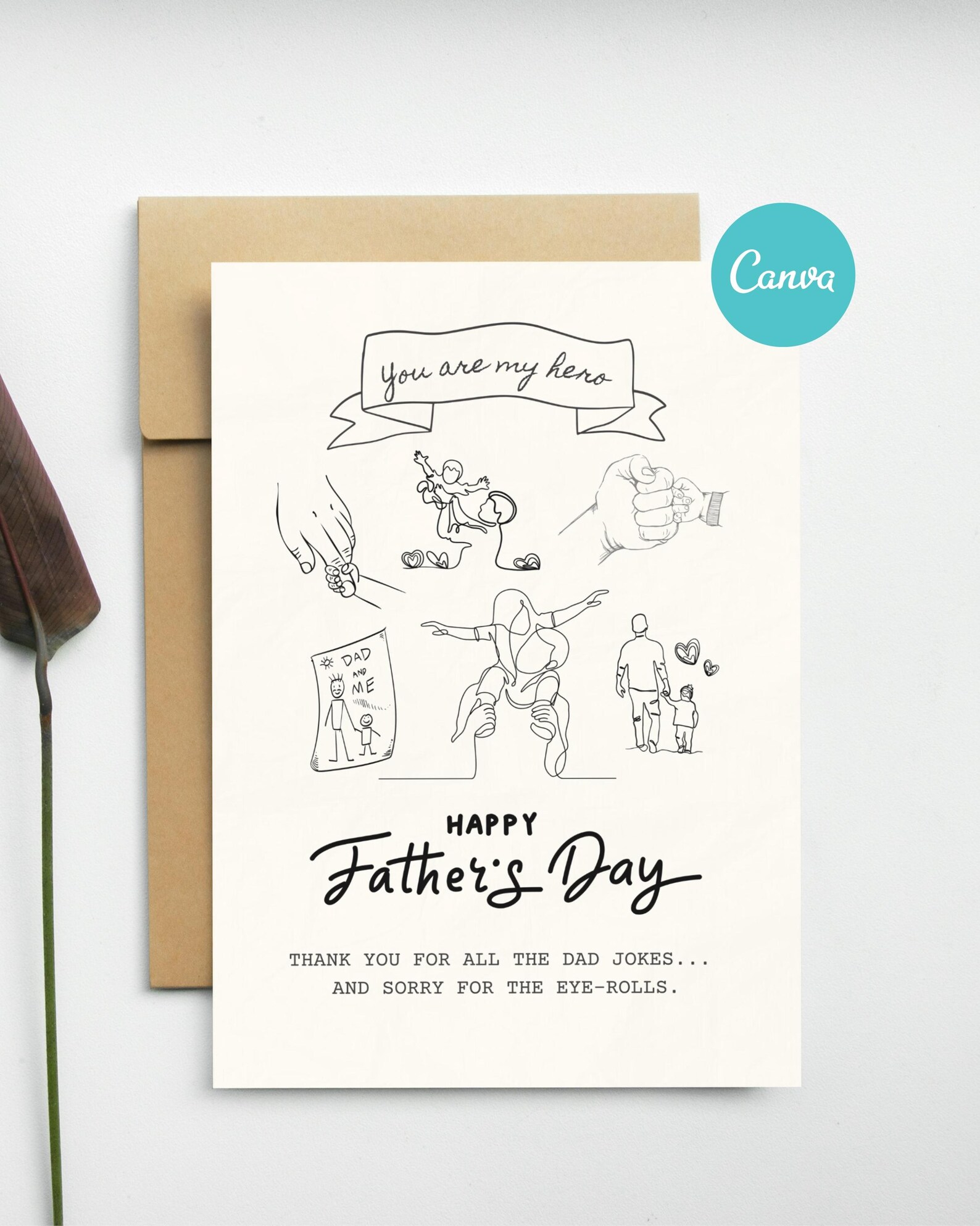 Editable Father’s Day Card Template, Printable Dad Joke Card, Doodle ...