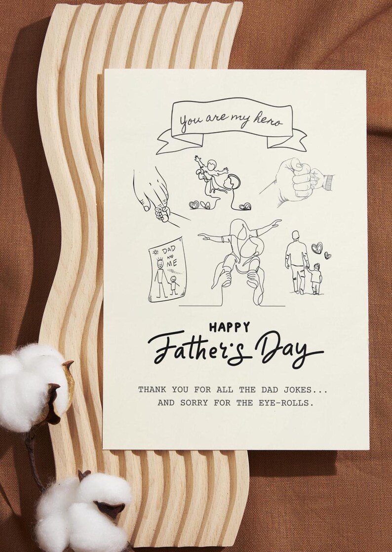 Editable Father’s Day Card Template, Printable Dad Joke Card, Doodle ...