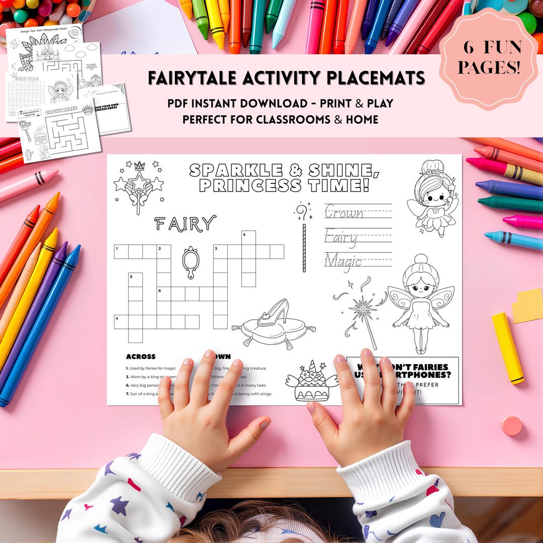 Fairytale Activity Placemat: Printable Games, Coloring Pages (PDF ...