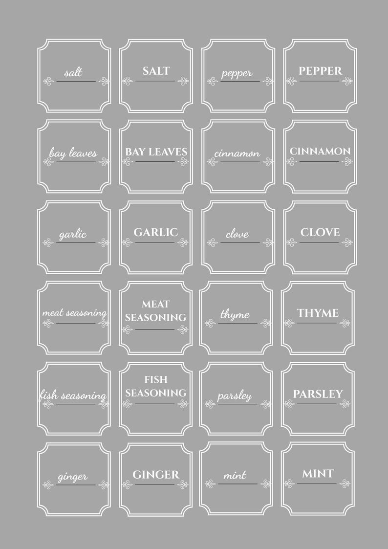 Minimalist Spice Labels for Jars | Printable & Customizable | A4 Canva ...
