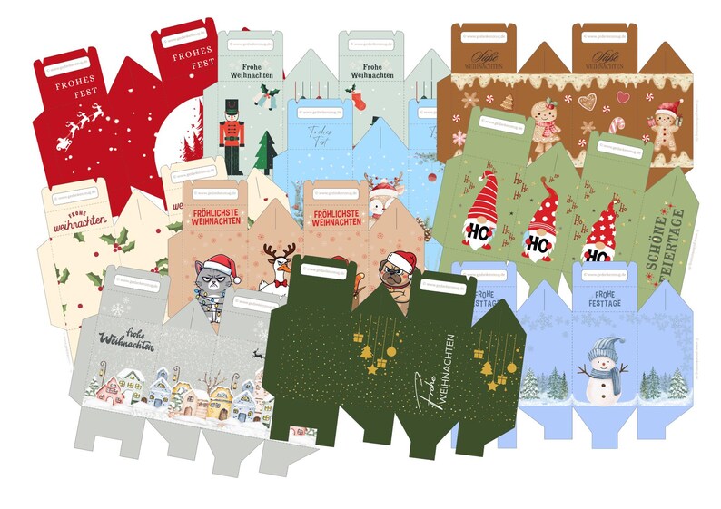 10 Different Christmas Treat Box Printables, DIY Gift Box Template ...