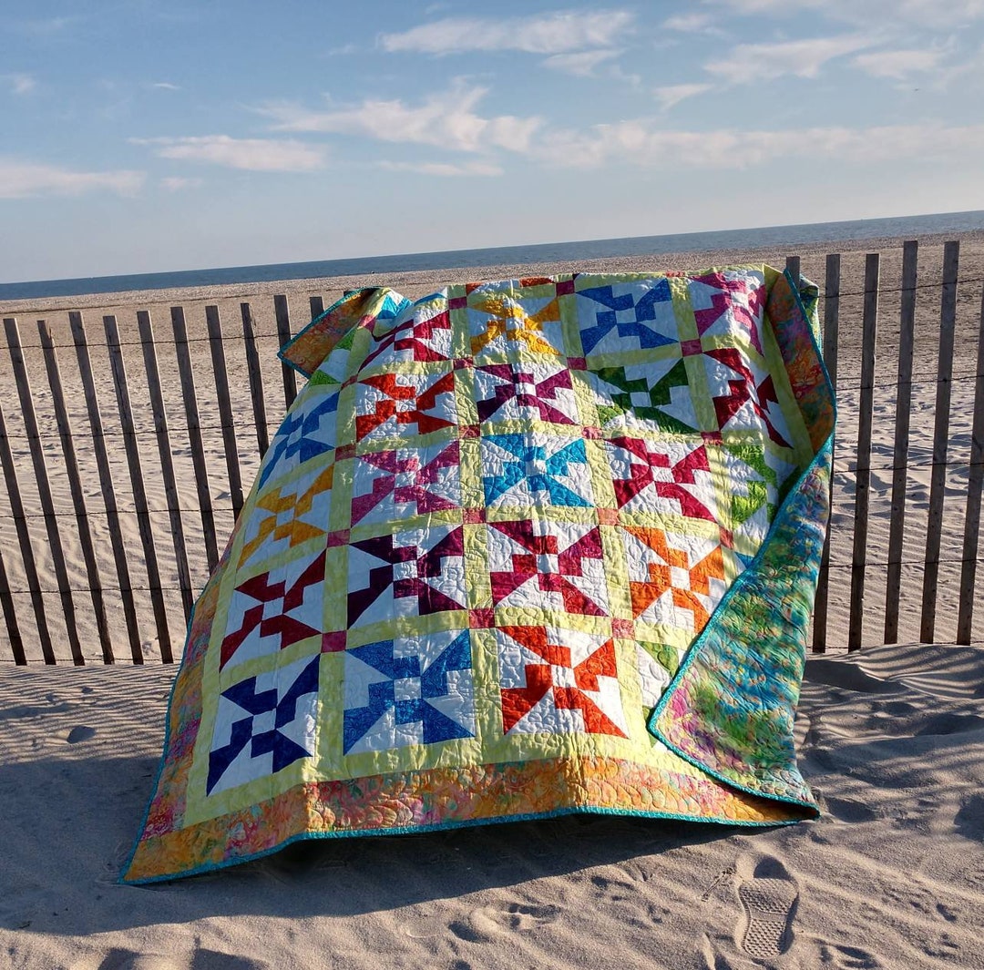 Bright Batik Quilt Bazaar Pinwheels Twin Size Patchwork Quilt - Etsy