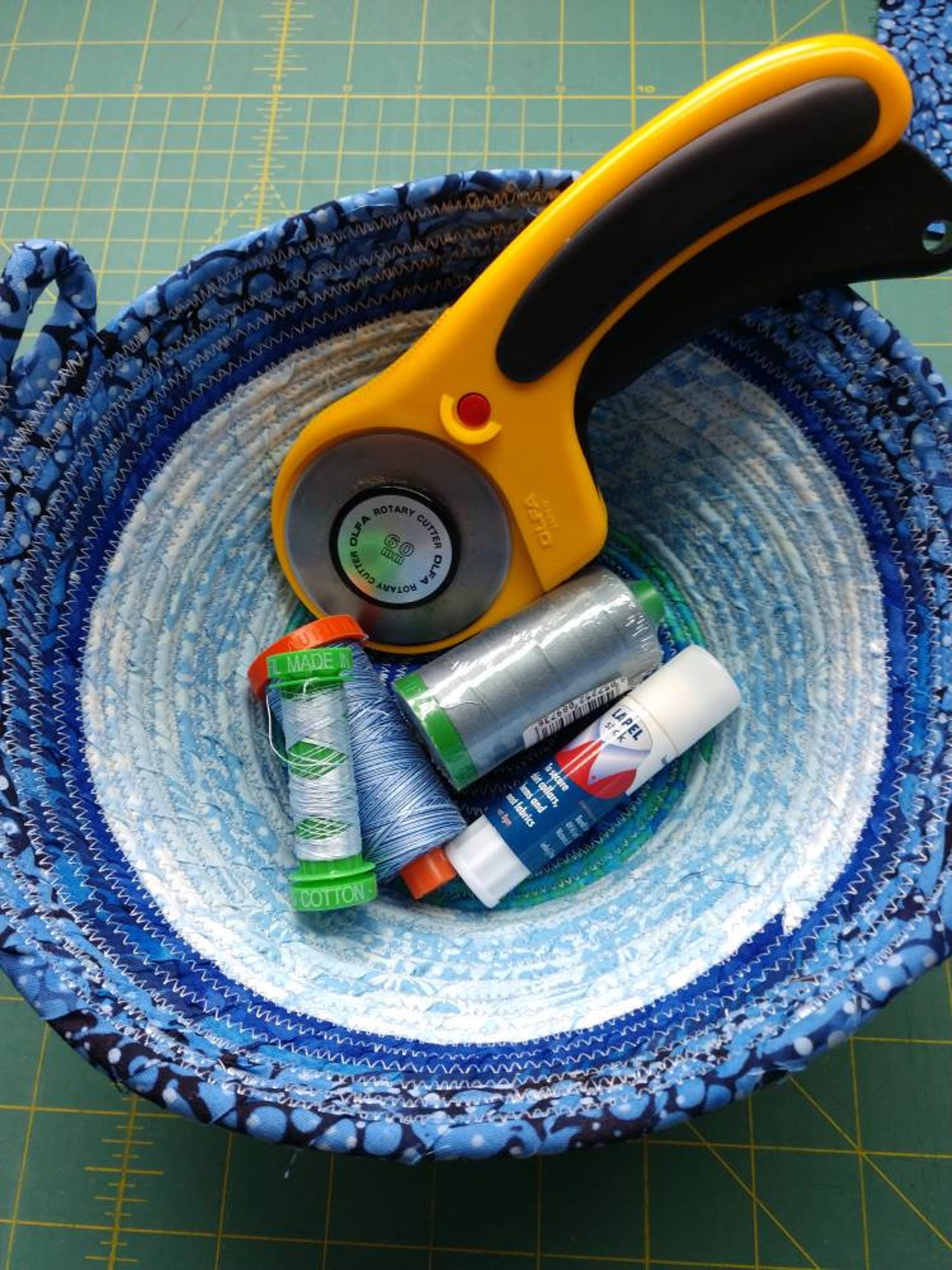 Blue Batik Clothesline Bowl Basket Quiltsy Handmade Cotton Batik ...