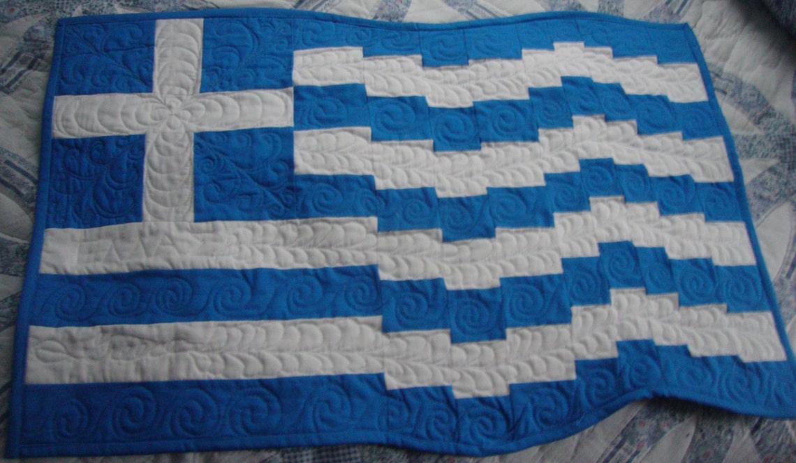 Greek Flag Quilted Wall Hanging ΕΛΛΑΣ - Etsy