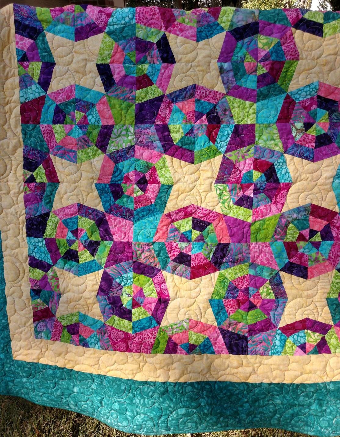 Child's Play Quilt Batik Spider Web Bright Patchwork Quilt Lap Quilt ...