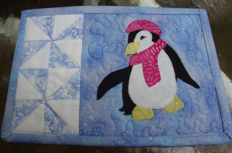Penguin Applique Mug Rug Snack Mat Mini Placemat Coaster - Etsy