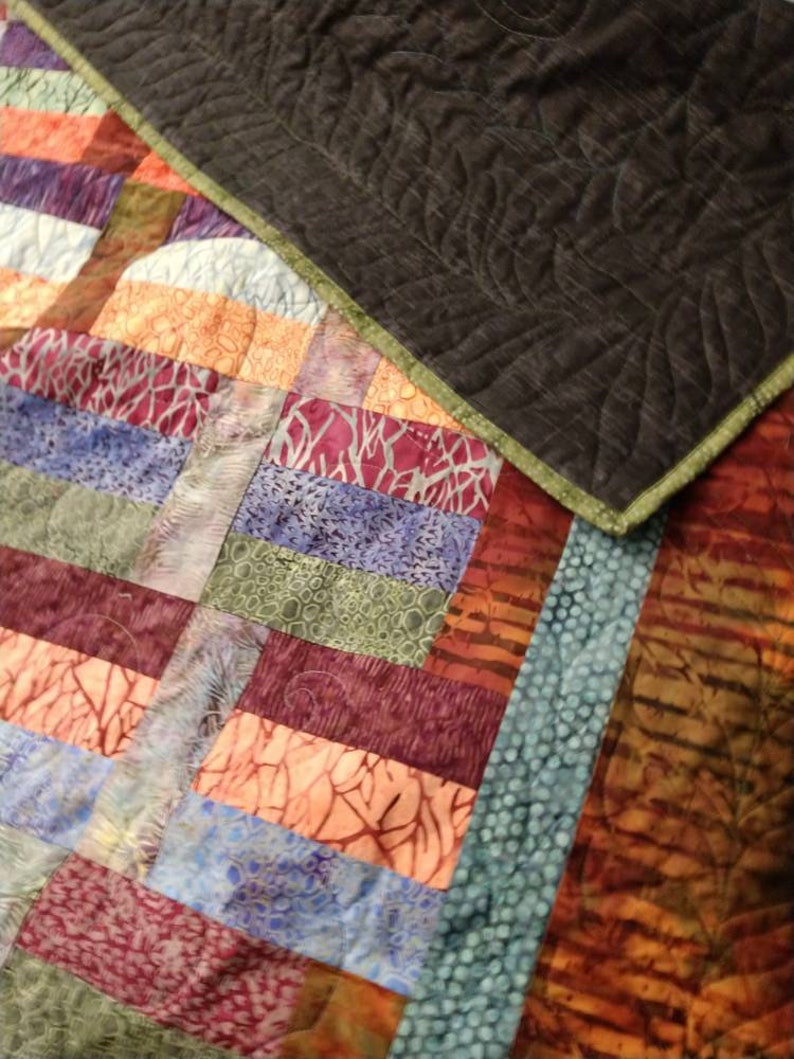 Twin Quilt Island Batik City Culture Patchwork Lap Quilt Masculine 66 ...