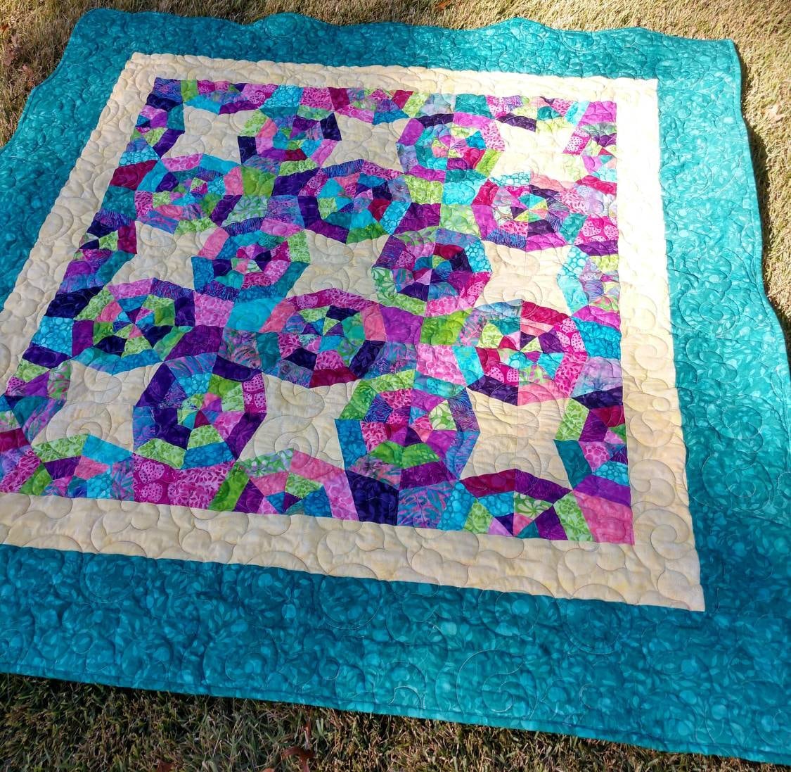 Child's Play Quilt Batik Spider Web Bright Patchwork Quilt Lap Quilt ...