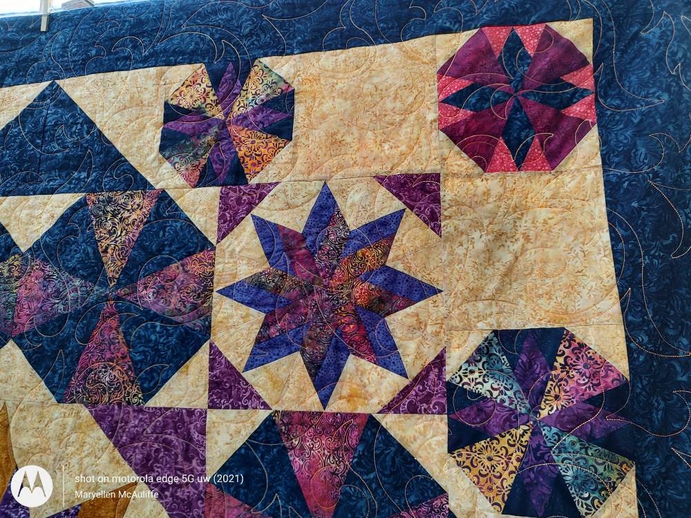 Midnight Galaxy Quilt Stars Batik Full 76in Square - Etsy