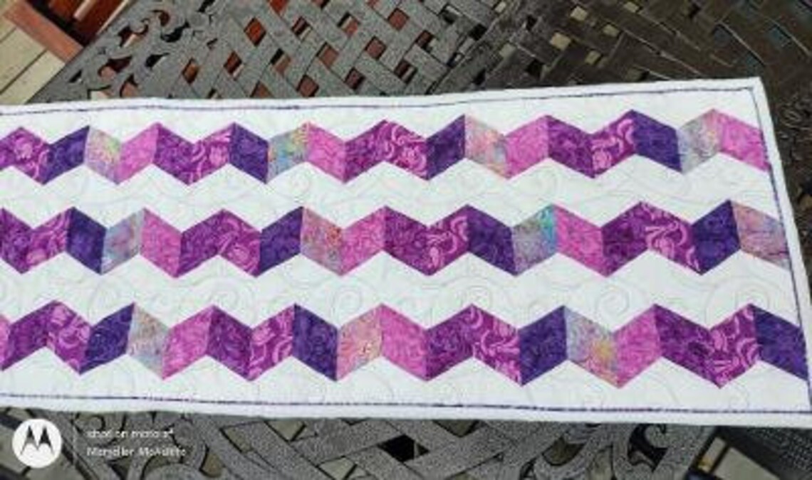 Purple Quilted Scrappy Seaside Zig Zag Table Runner Island Batik 15 X 41 In - Etsy