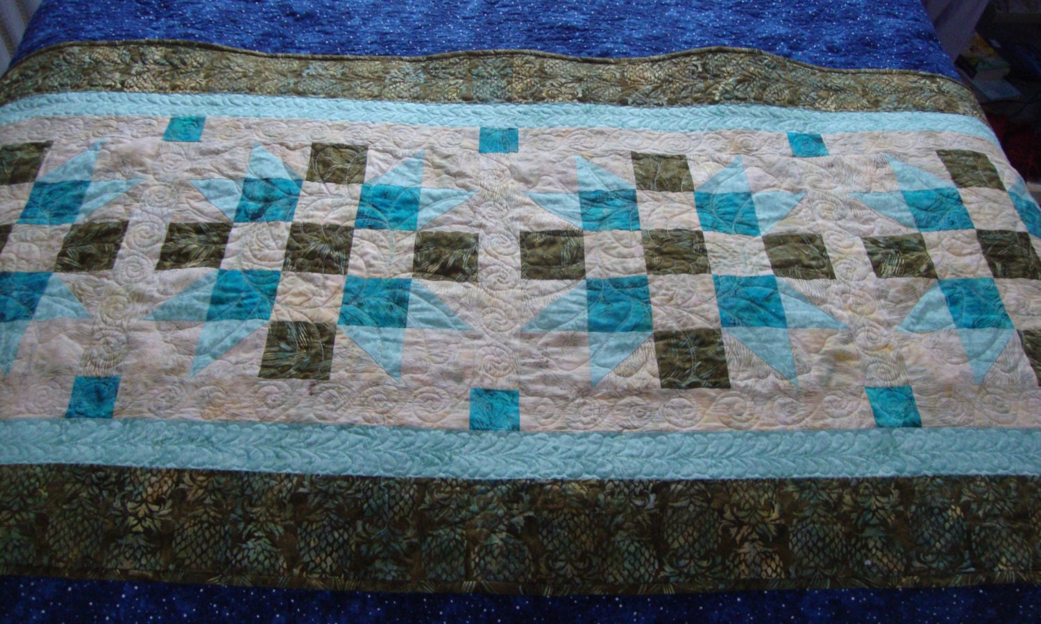 Batik Quilted Bed Runner Table Runner Pillow Cover SET of 2 - Etsy