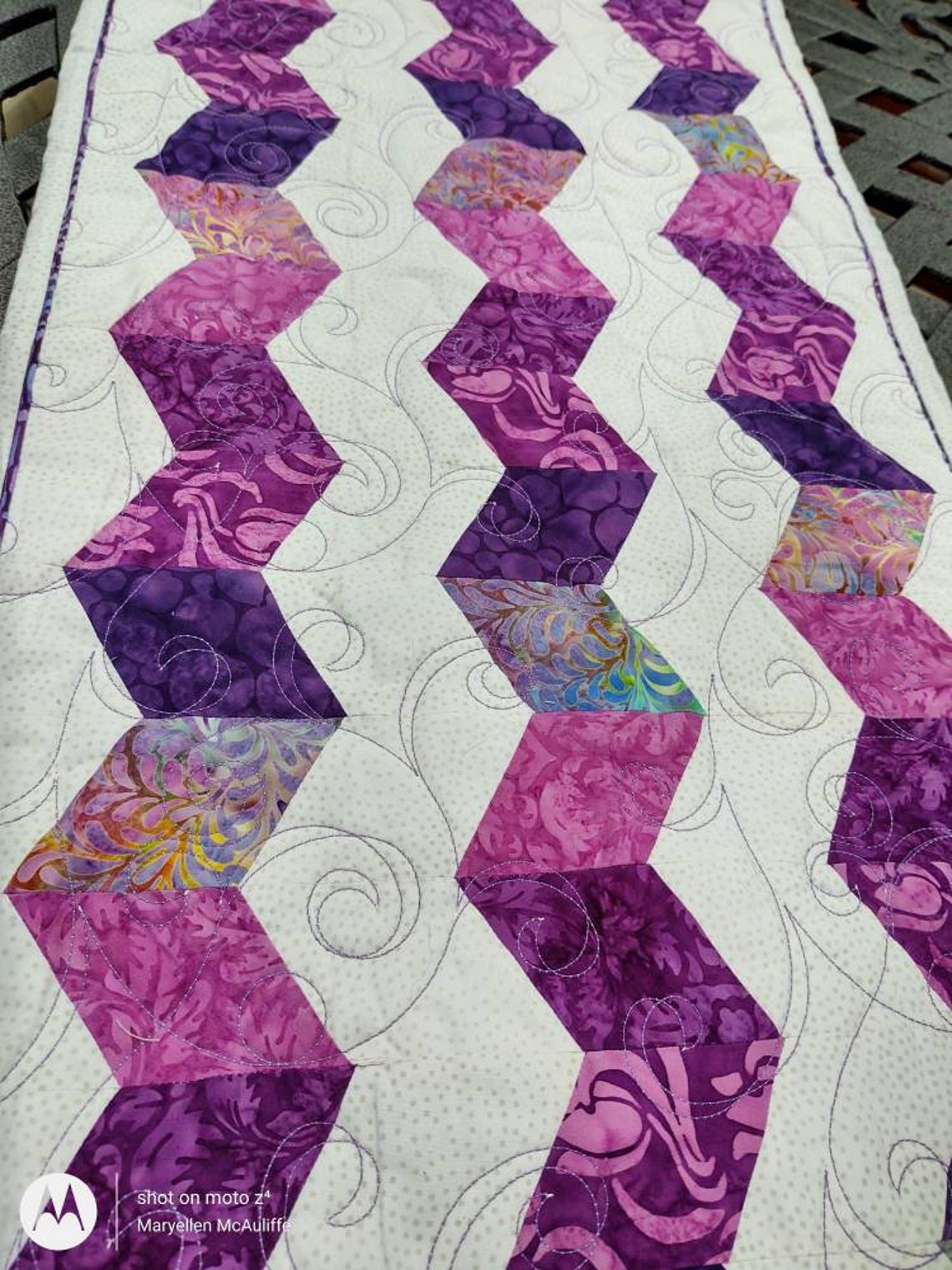 Purple Quilted Scrappy Seaside Zig Zag Table Runner Island Batik 15 X 41 In - Etsy