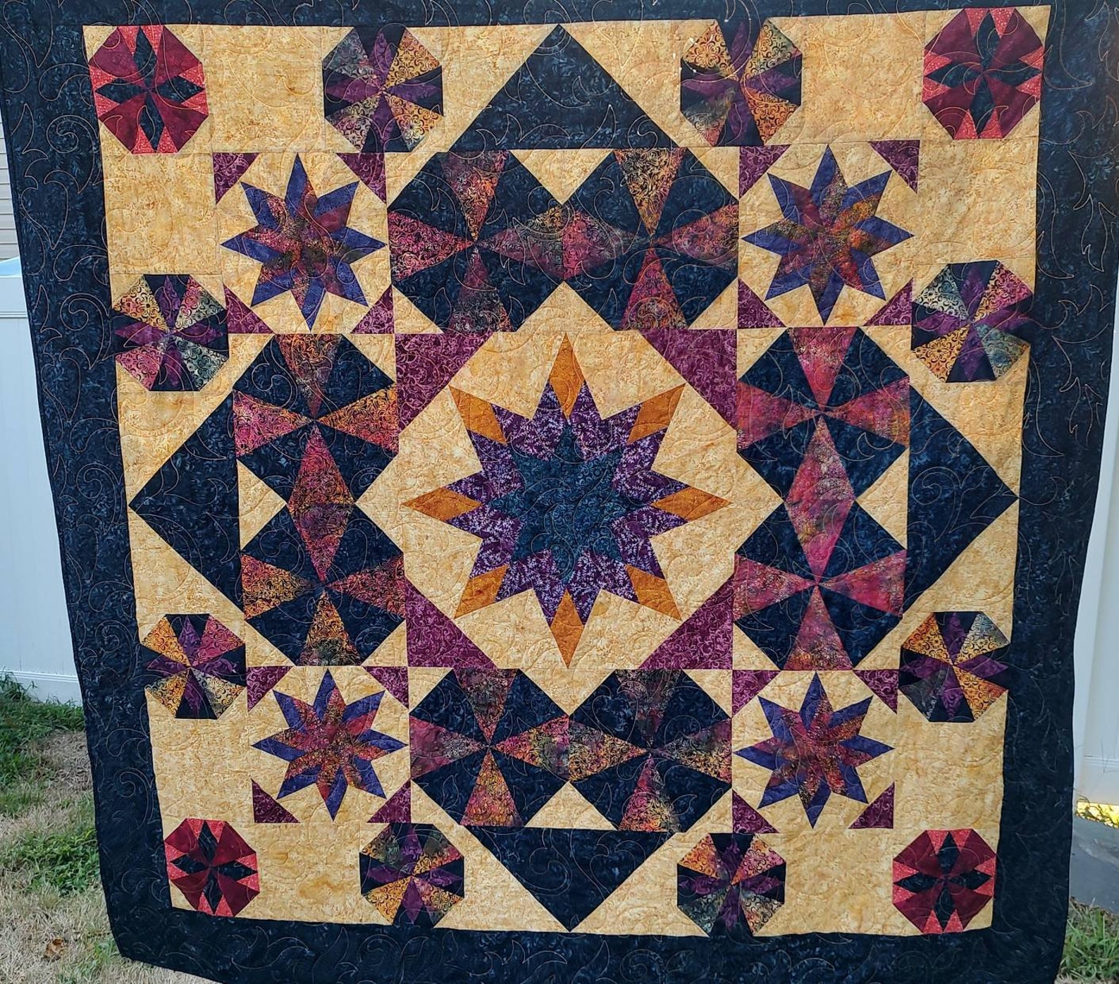 Midnight Galaxy Quilt Stars Batik Full 76in Square - Etsy