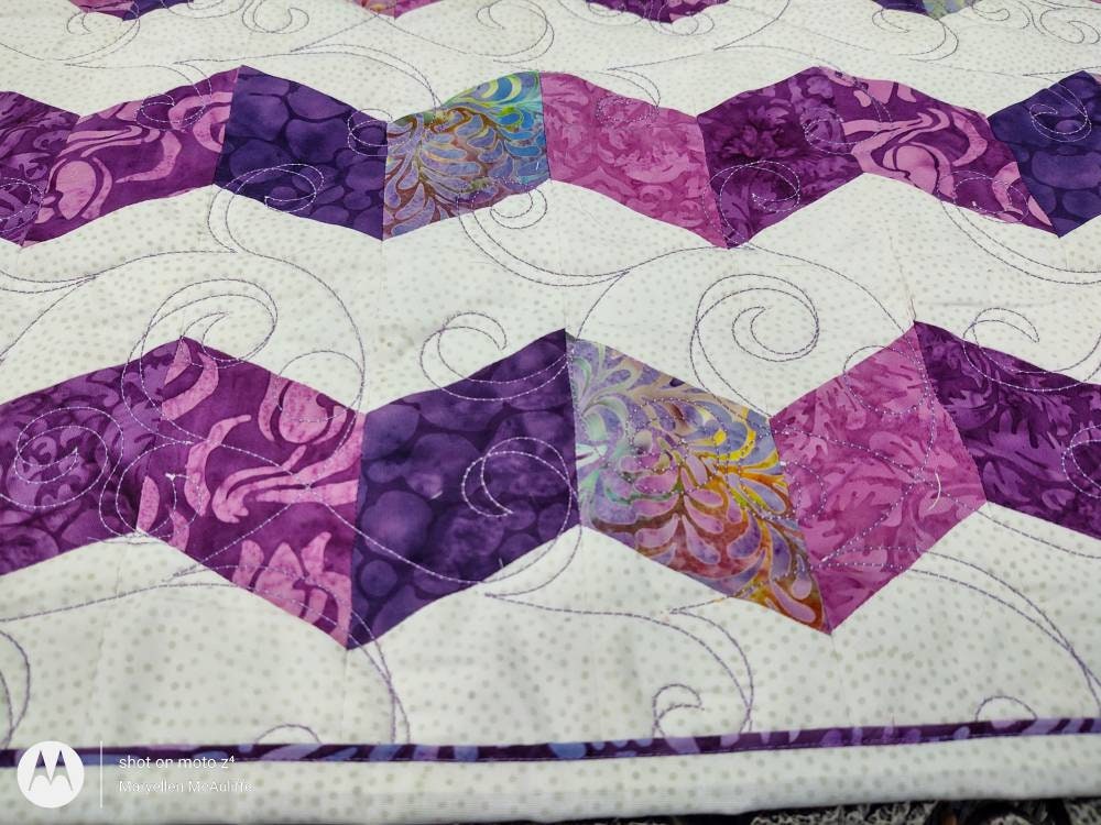 Purple Quilted Scrappy Seaside Zig Zag Table Runner Island Batik 15 X 41 In - Etsy