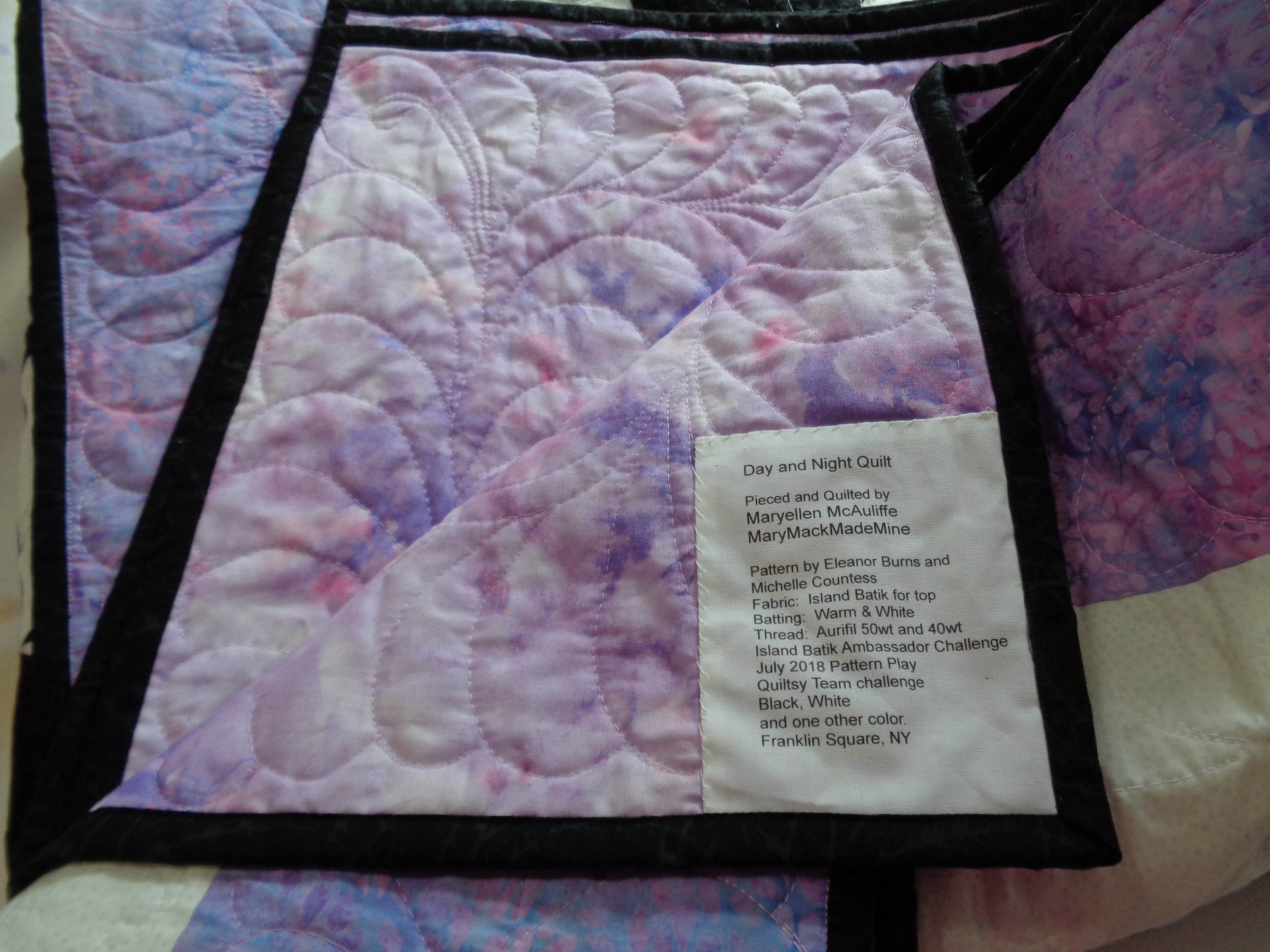 Day and Night Batik Lap Quilt Patchwork Black White Lavender Quiltsy ...