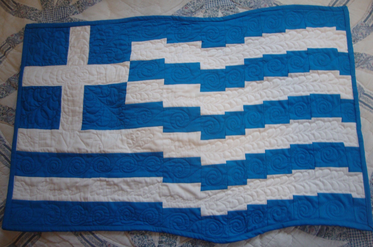 Greek Flag Quilted Wall Hanging ΕΛΛΑΣ - Etsy